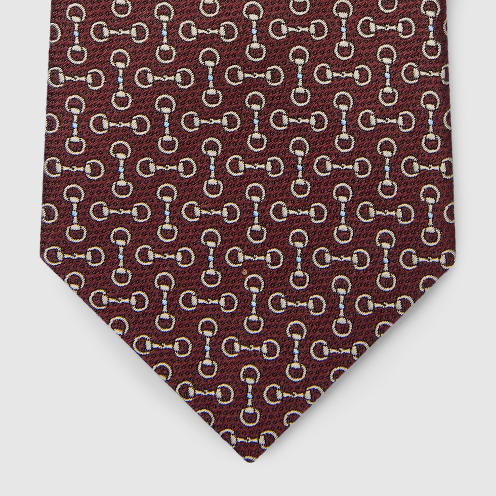 Cravatta in seta jacquard con Morsetti in bordeaux e avorio | GUCCI® IT