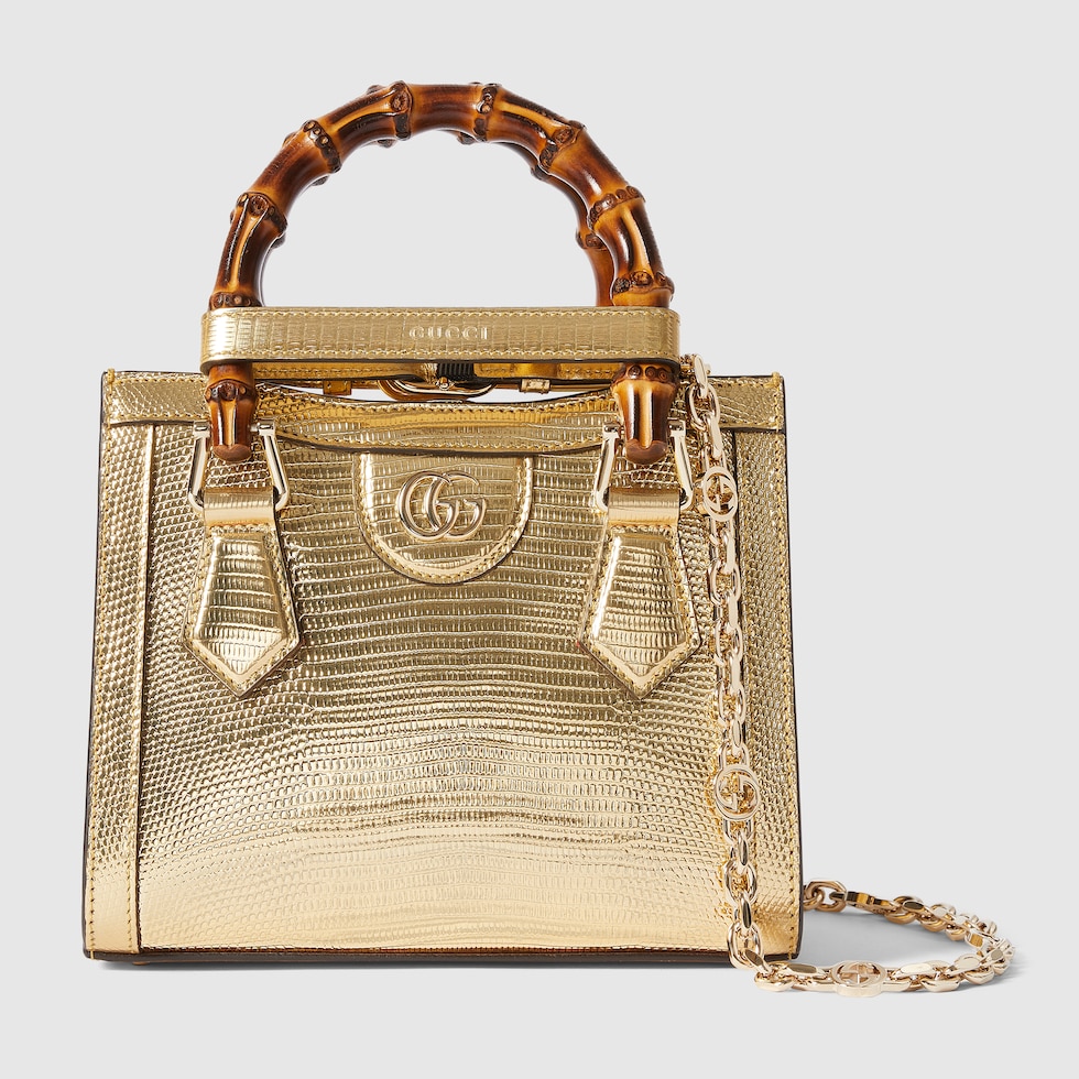 Gucci Diana lizard small tote bag in gold-toned | GUCCI® US