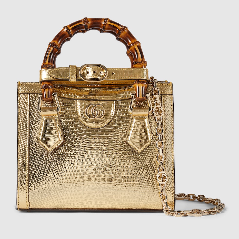 Gucci Diana lizard small tote bag in gold-toned | GUCCI® US