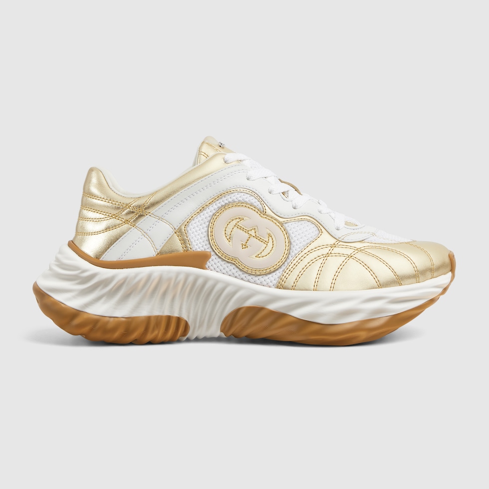 Women's Gucci Ripple sneaker in metallic gold leather | GUCCI® 香港