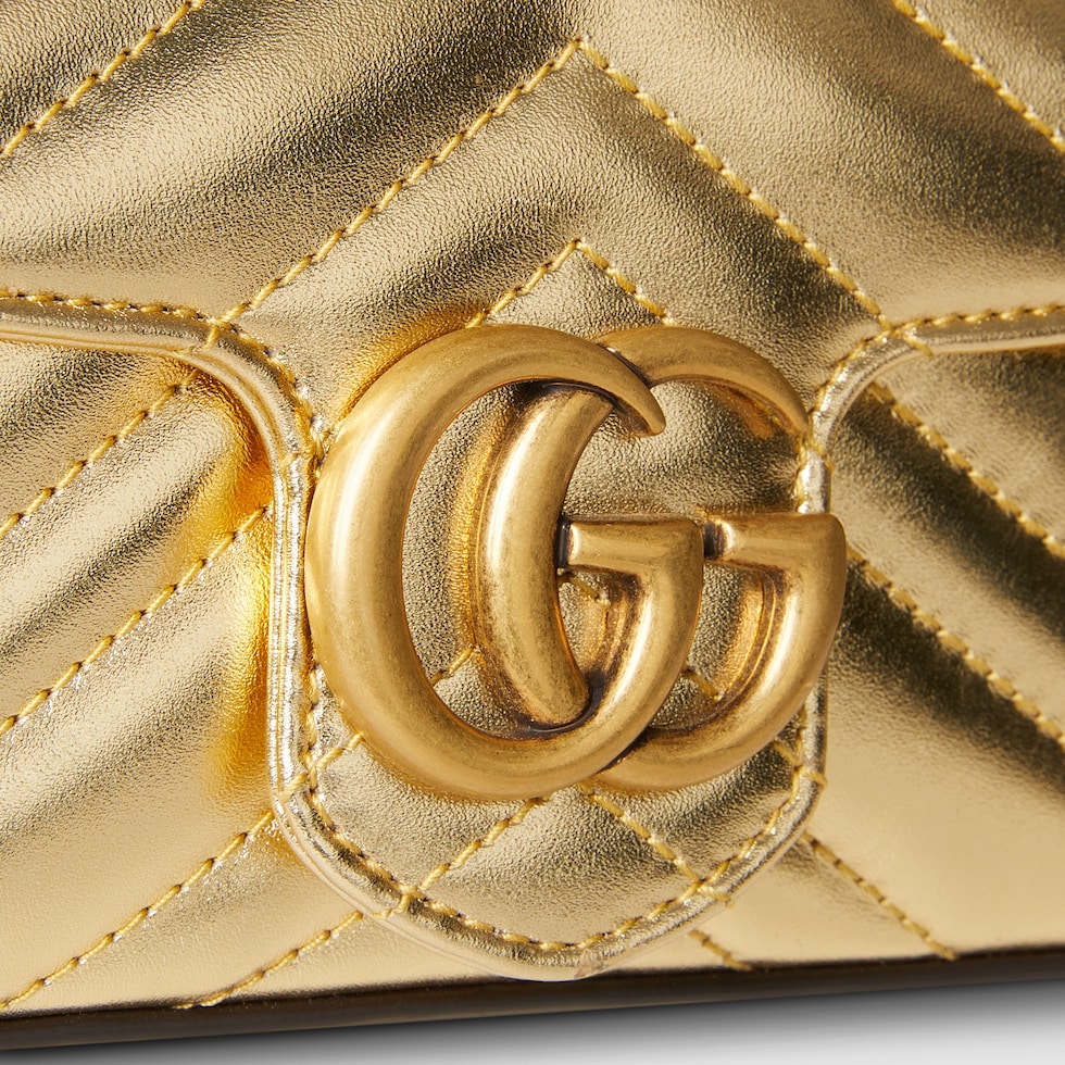 GG Marmont mini bag in gold leather | GUCCI® FR