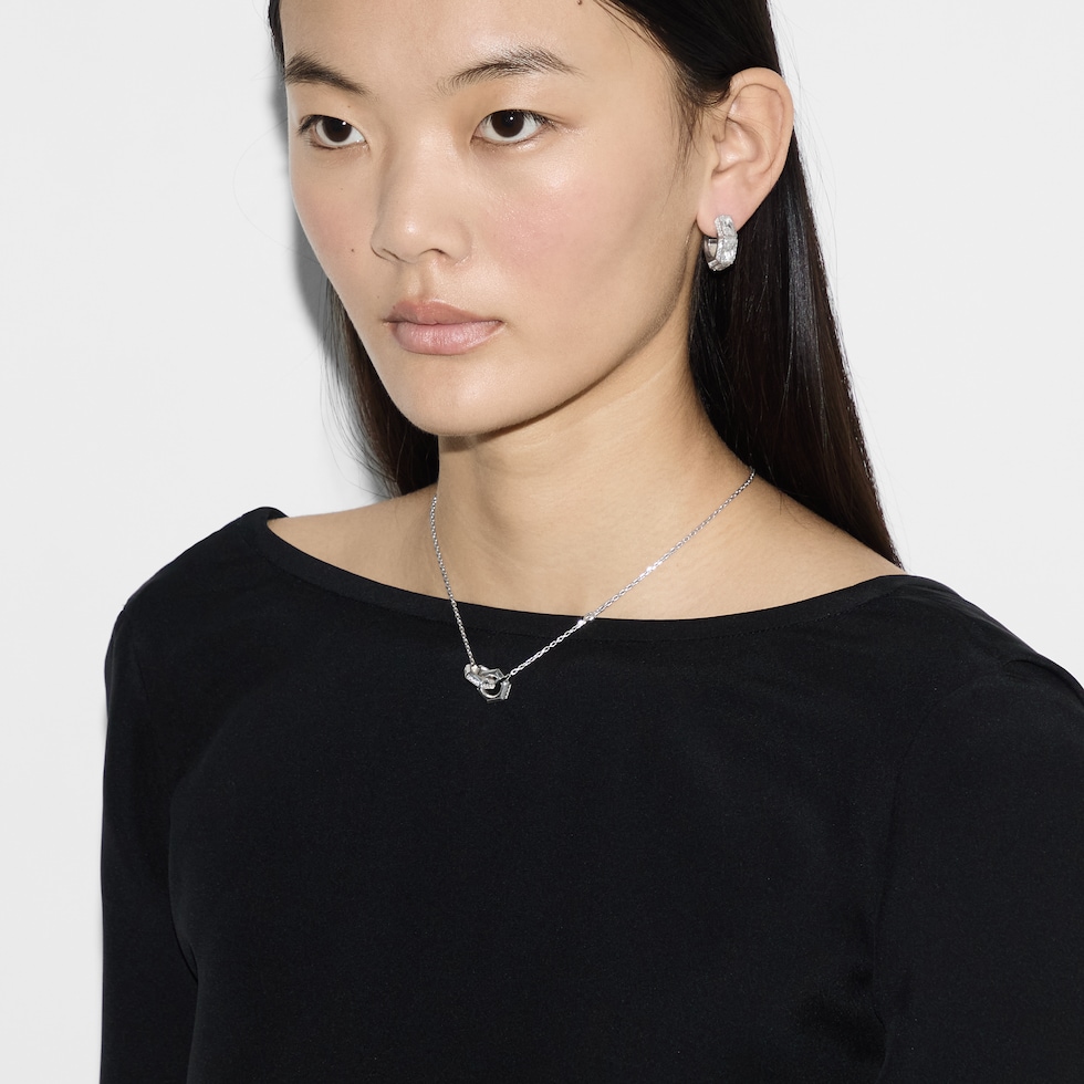 Chain necklace with zirconia geometric G in 925 sterling Chain necklace with zirconia geometric G in 925 sterling