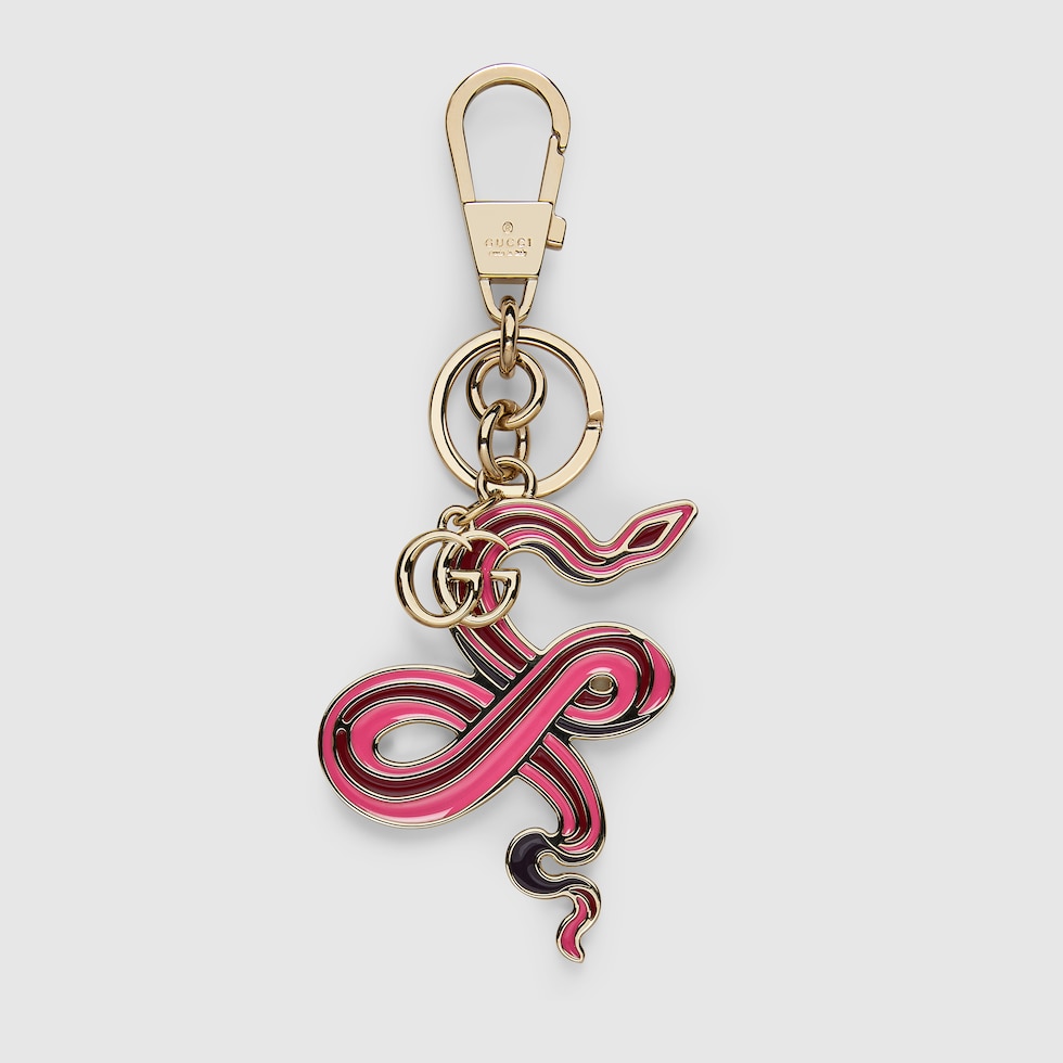 Snake keychain in light gold-toned metal | GUCCI® SG