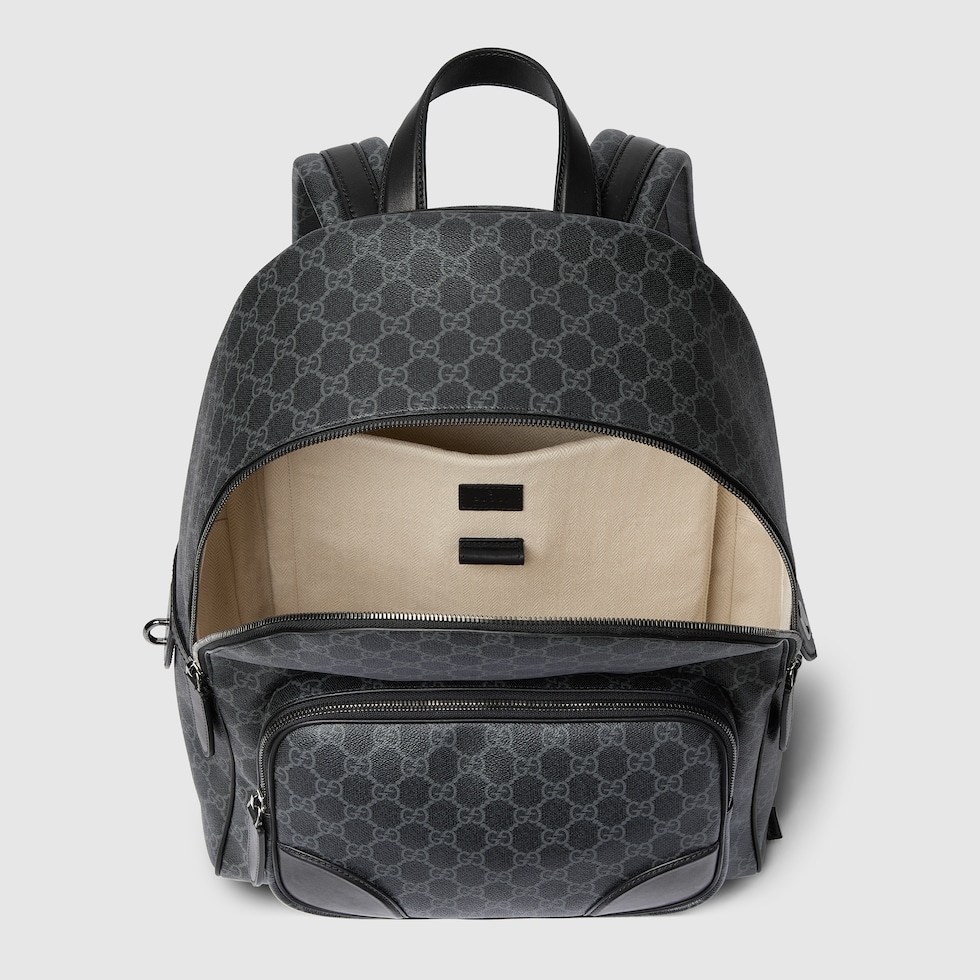 GG Emblem medium backpack in black fabric | GUCCI® US