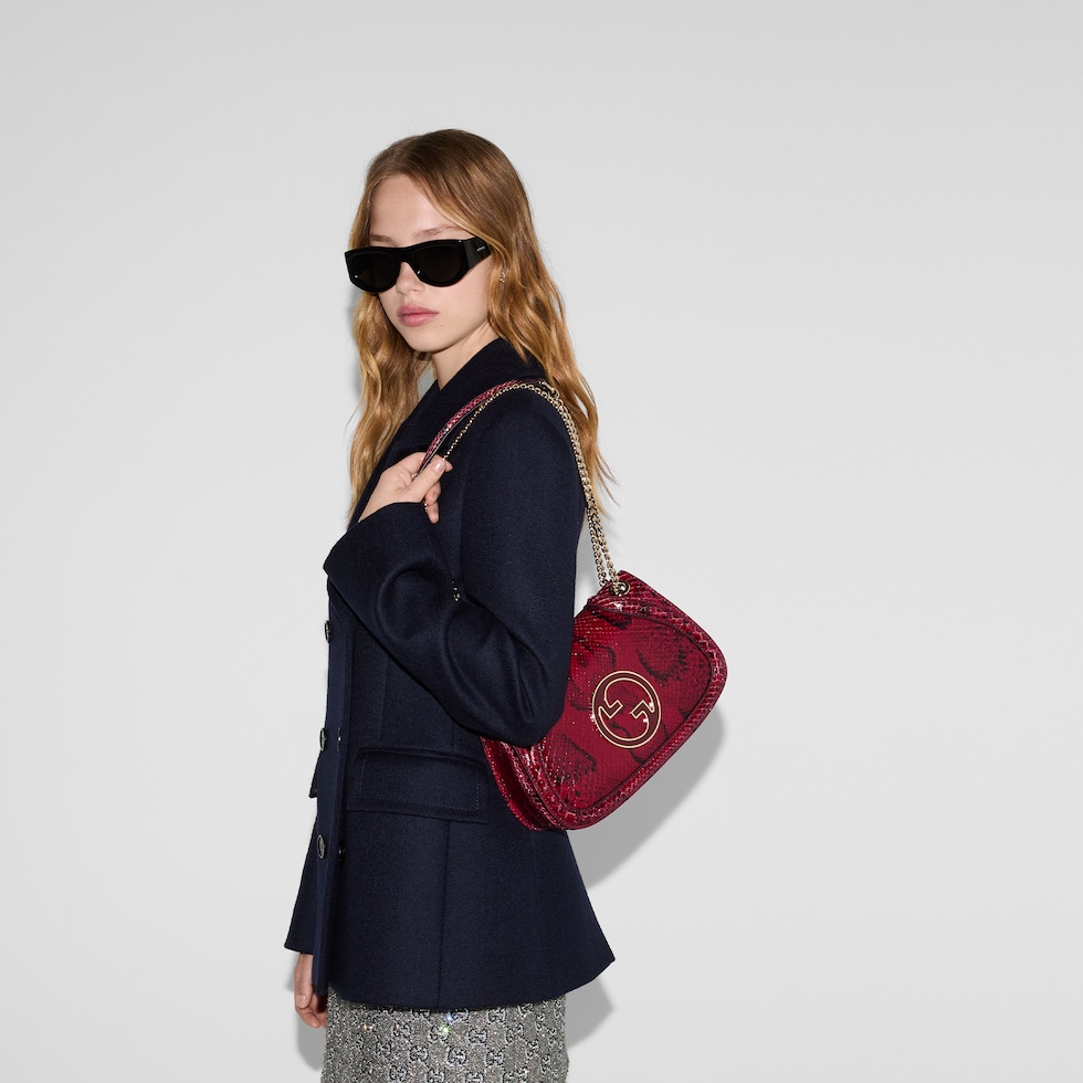 Gucci Blondie python medium shoulder bag in Rosso Ancora red python ...