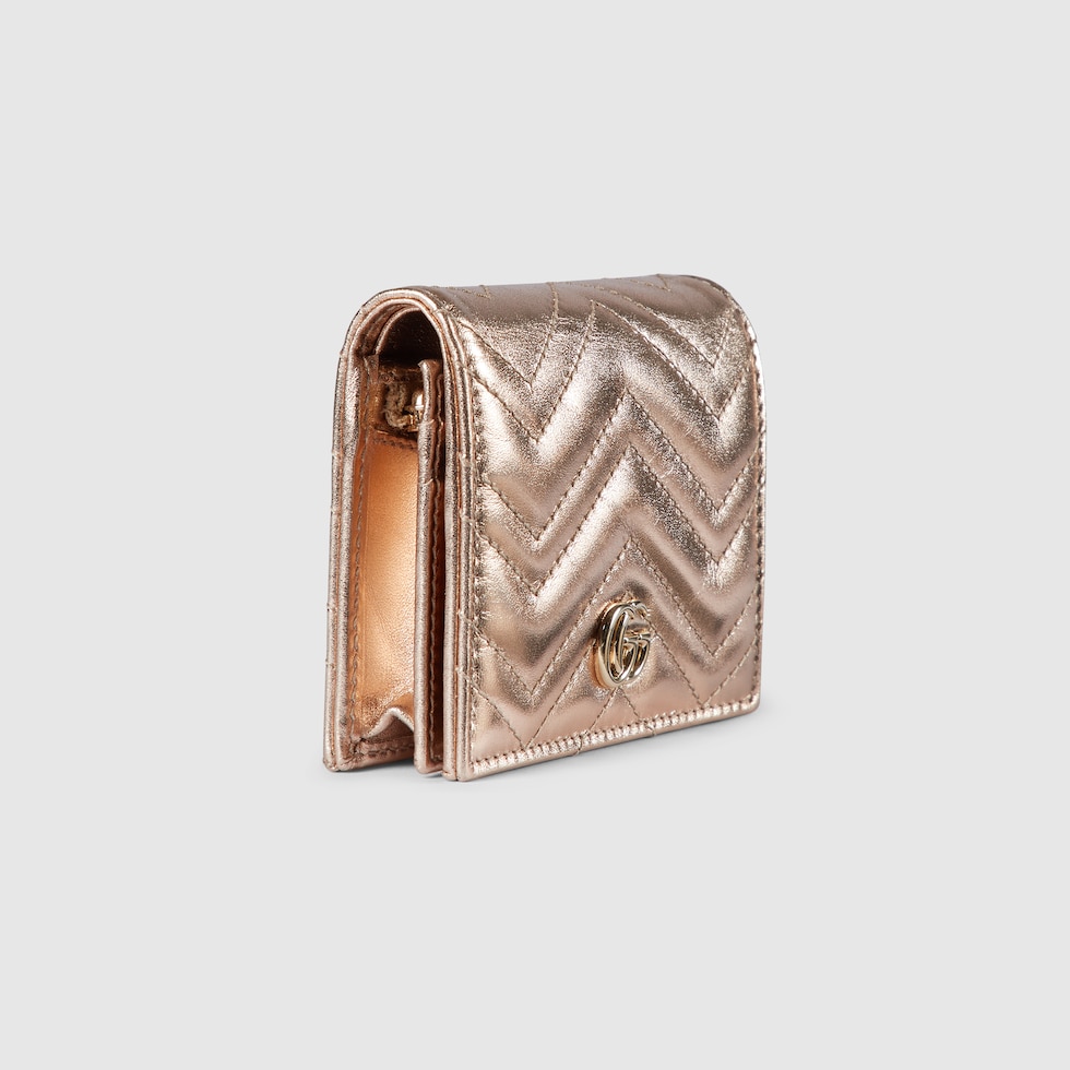 GG Marmont small wallet in metallic gold leather | GUCCI® SE