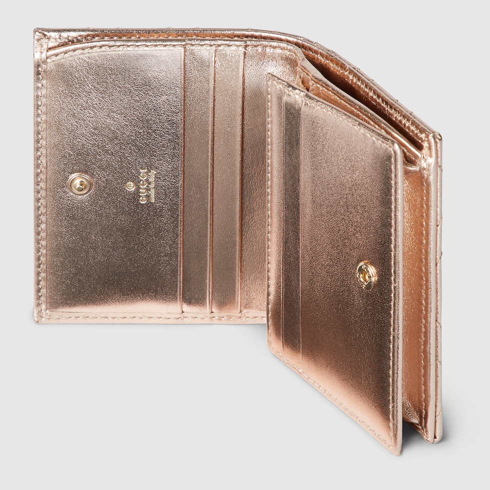 GG Marmont card case wallet in metallic gold leather | GUCCI® PT