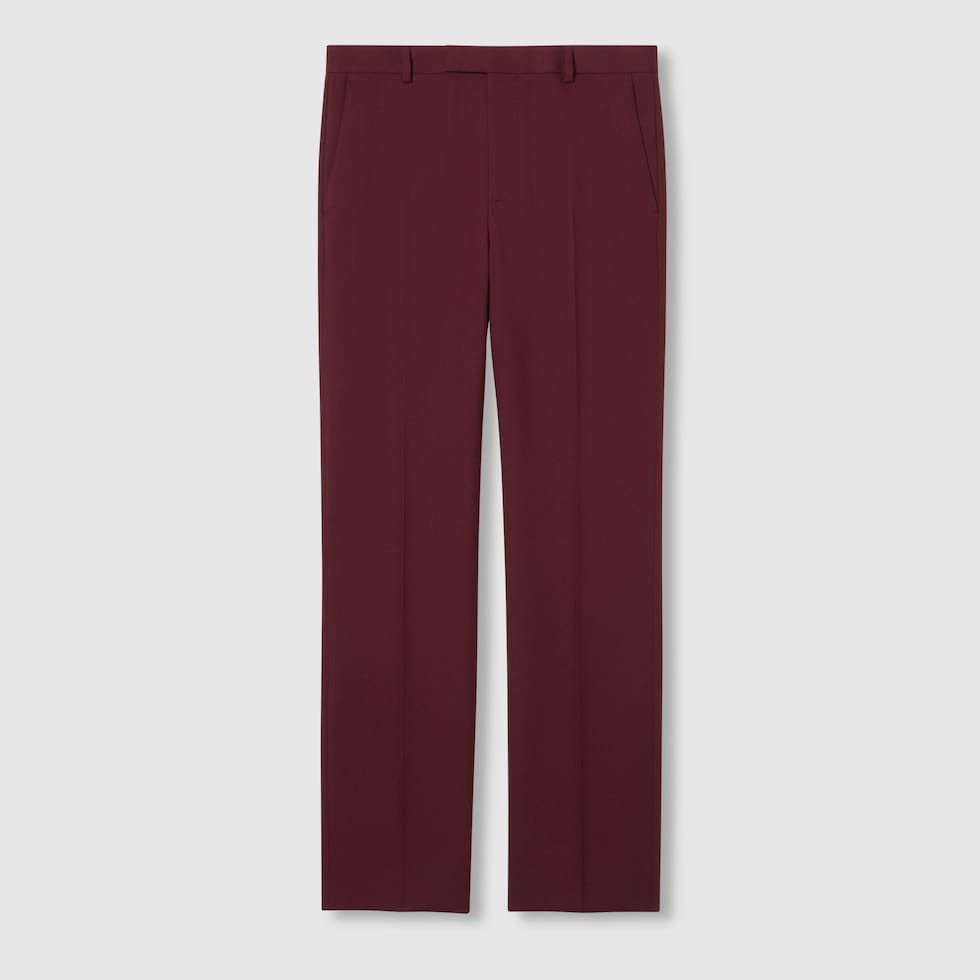 Pantalon en coutil de polyester embossé en bordeaux | GUCCI® FR