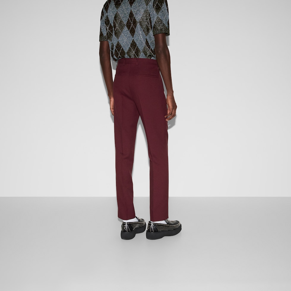 Pantalon en coutil de polyester embossé en bordeaux | GUCCI® FR