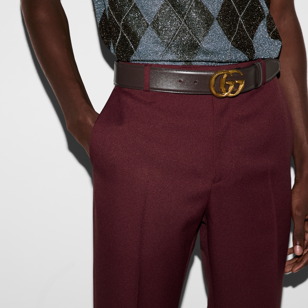 Pantalon en coutil de polyester embossé en bordeaux | GUCCI® FR
