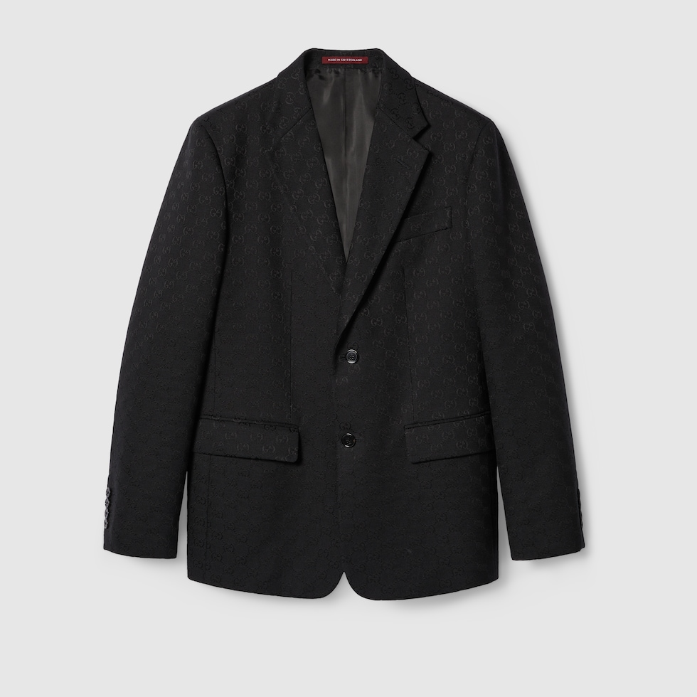 Giacca in canvas GG in misto cotone in nera | GUCCI® IT