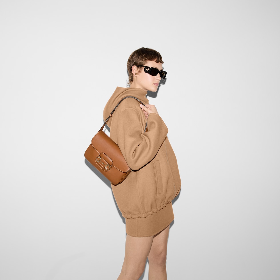 Embroidered wool and silk hooded jacket in camel and yellow | GUCCI® UK