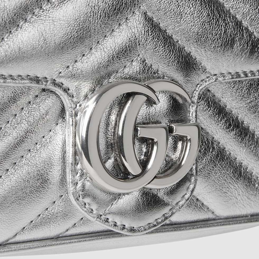GG Marmont mini bag in silver leather | GUCCI® UK