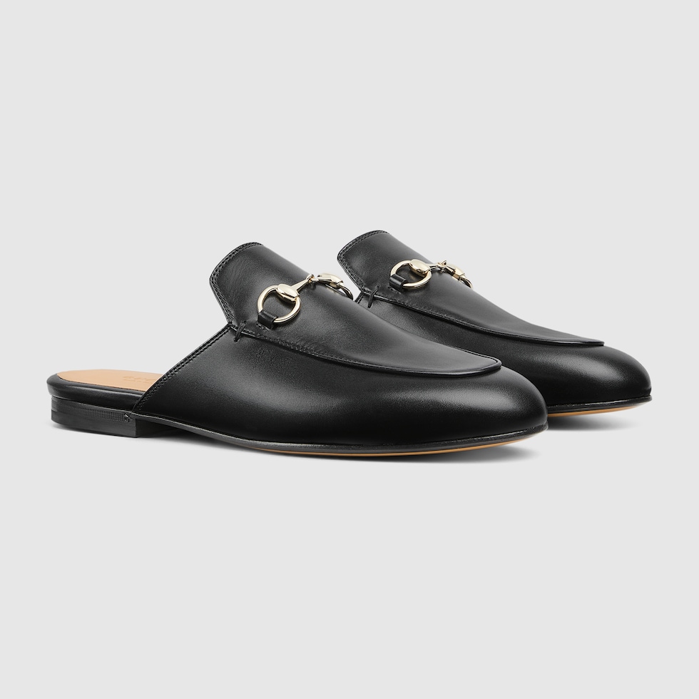 Women's Princetown slipper in black leather | GUCCI® US