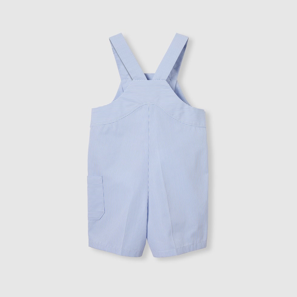 Baby embroidered cotton overall in white and light blue | GUCCI® US