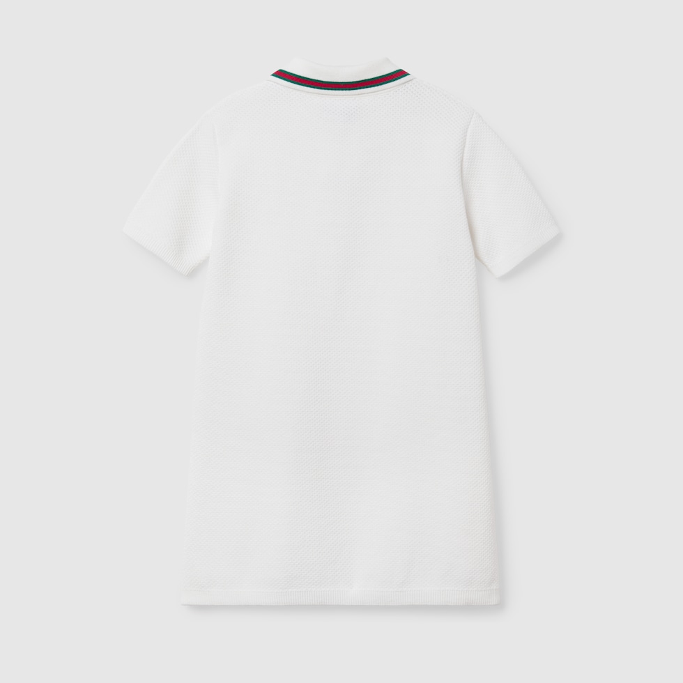 Children's embroidered cotton polo dress in white | GUCCI® AU