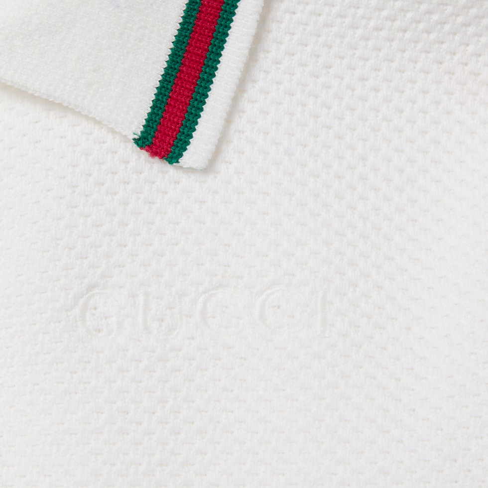 Children's embroidered cotton polo dress in white | GUCCI® AU