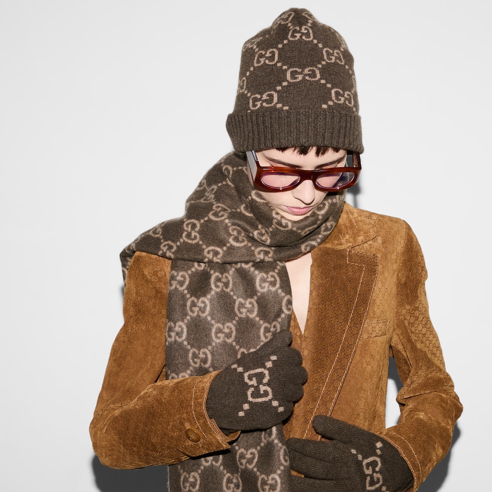 GGカシミア ハット ・ブラウン＆ベージュ | GUCCI公式