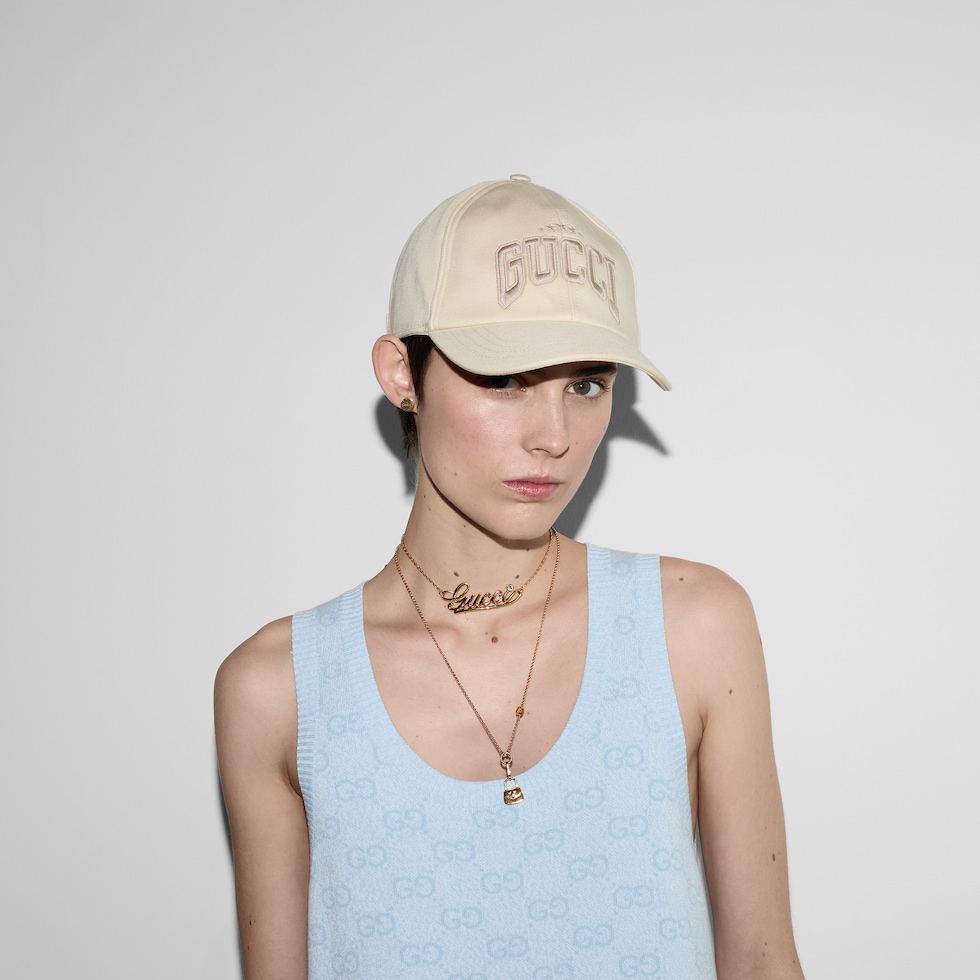 Casquette brodée en coton en ivoire | GUCCI® Canada