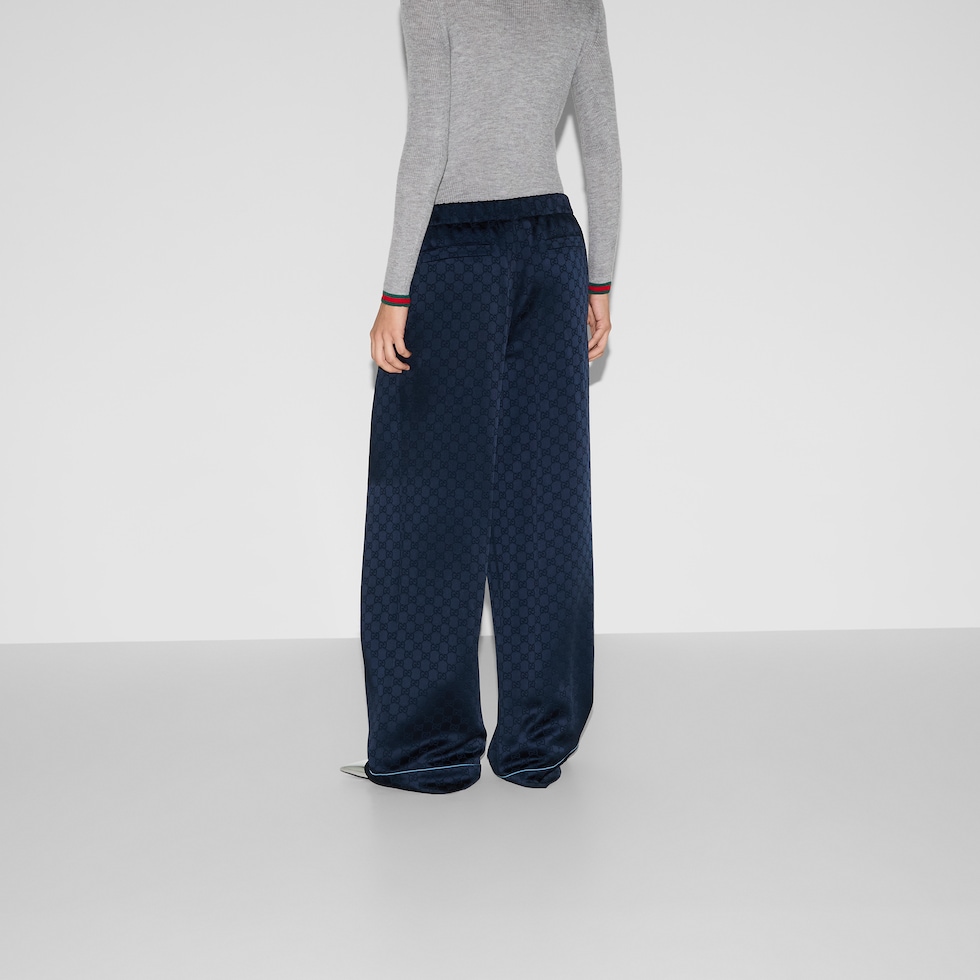 Pantalone in raso GG in blu scuro | GUCCI® Italia