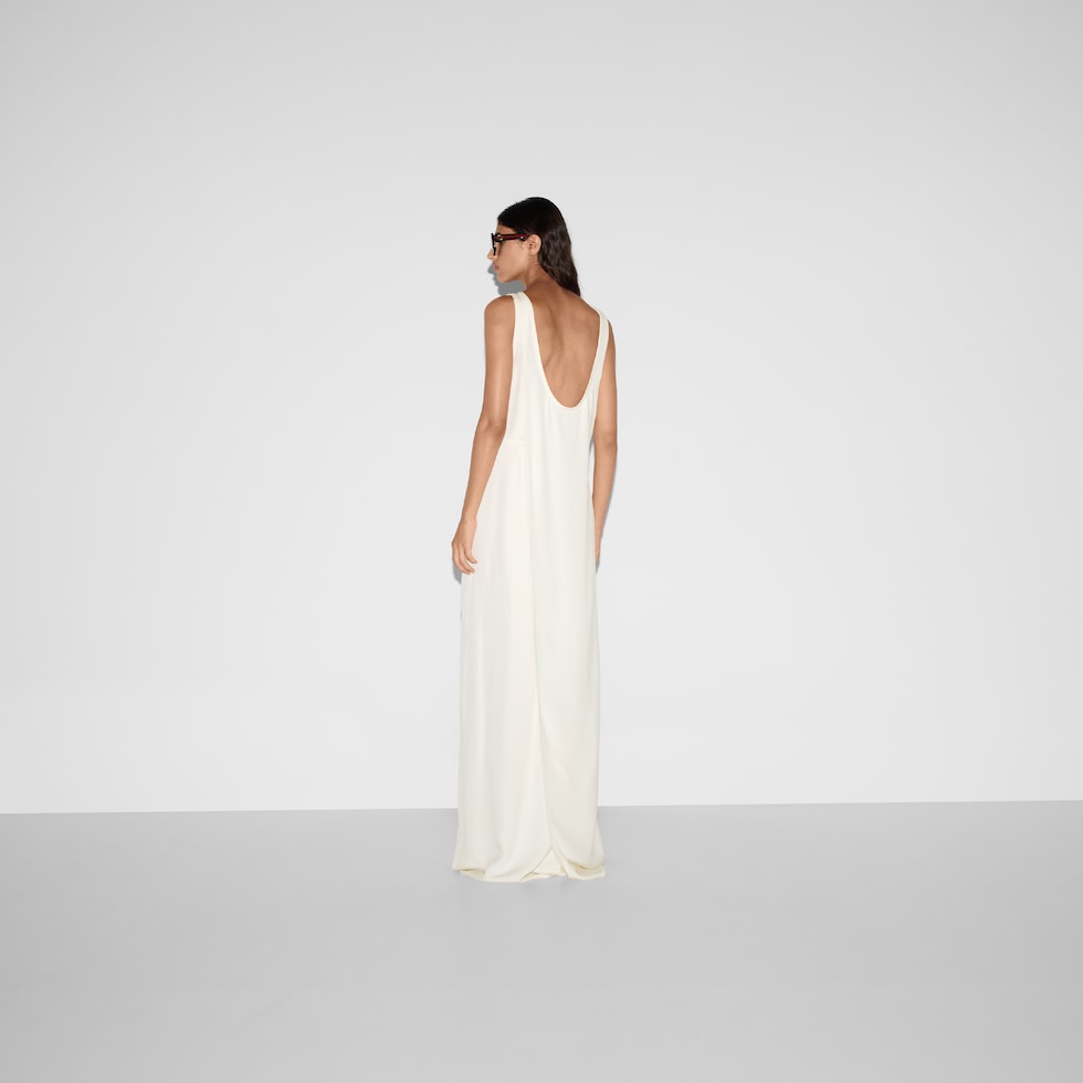 Abito lungo in cady di seta in avorio | GUCCI® Italia