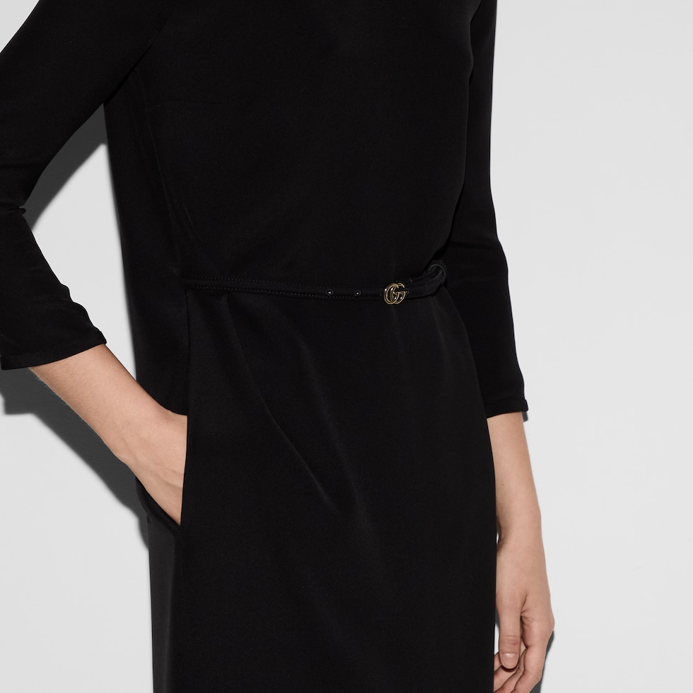 Robe mi-longue en cady de soie en noir | GUCCI® Canada