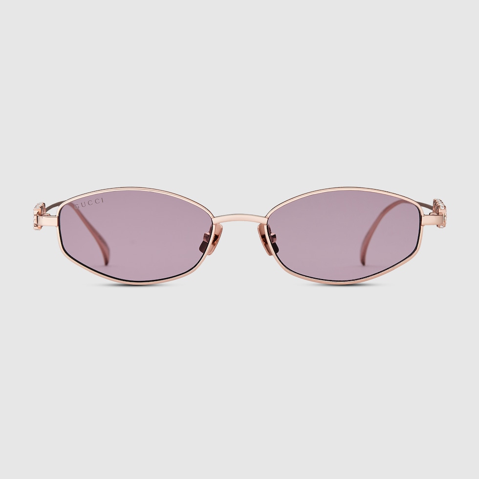 Oval frame sunglasses in rose gold-toned | GUCCI® US