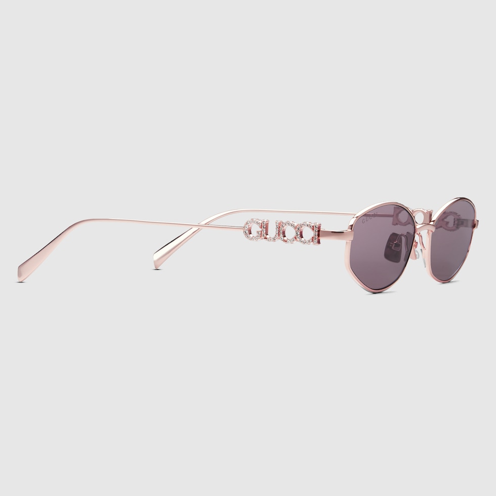 Oval frame sunglasses in rose gold-toned | GUCCI® US