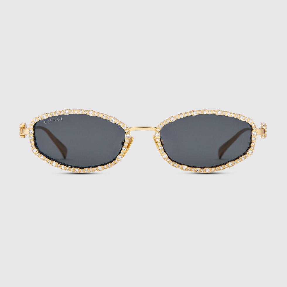 椭圆形镜框太阳眼镜in黄金色调| GUCCI® UK 椭圆形镜框太阳眼镜in黄金色调| GUCCI® UK