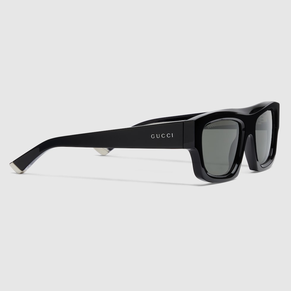 Rectangular frame sunglasses in black | GUCCI® CA