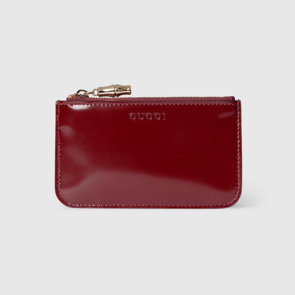 Key pouch with bamboo in Rosso Ancora red leather | GUCCI® US