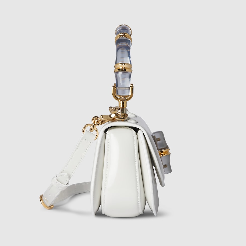 Gucci Bamboo Diva small top handle bag in white leather | GUCCI® Australia