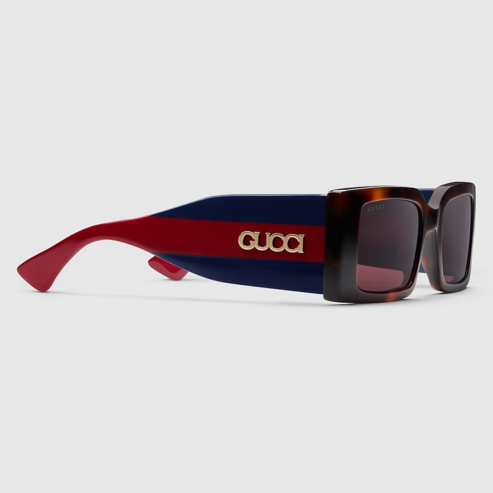 Rectangular frame sunglasses in brown | GUCCI® US