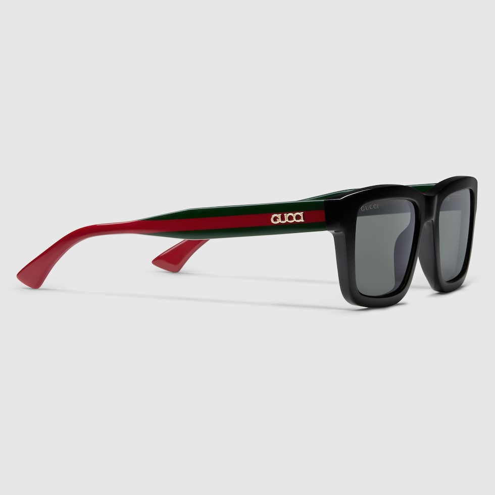 Rectangular frame sunglasses in black | GUCCI® CA