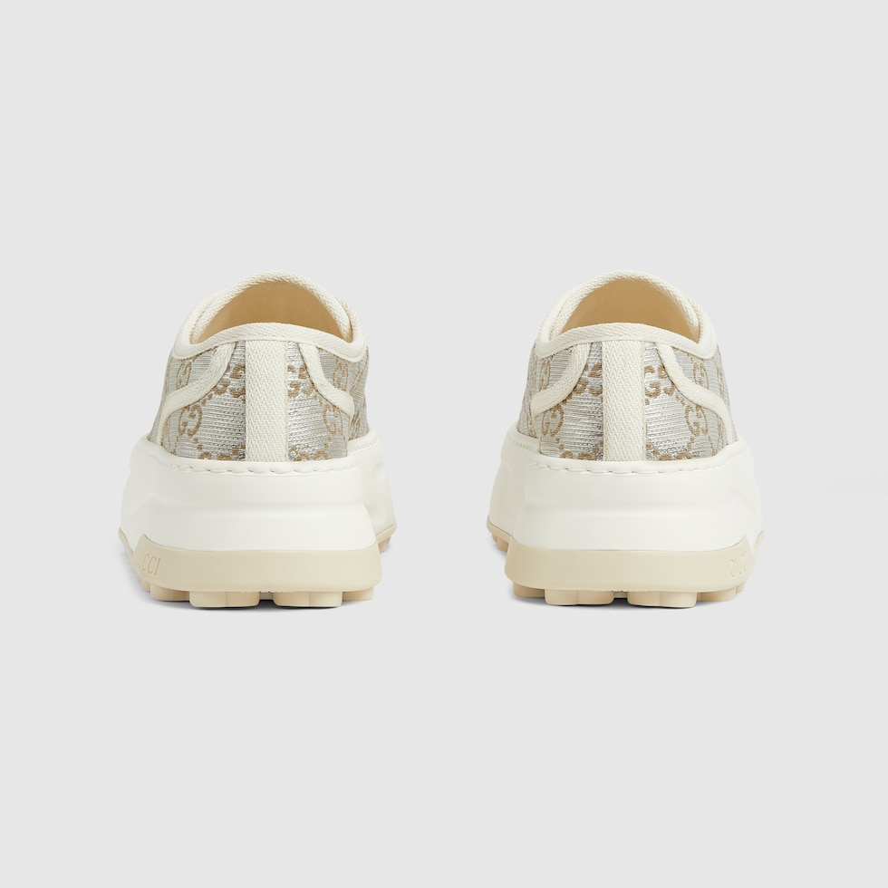 Women's GG trainer in metallic silver GG canvas | GUCCI® ZA