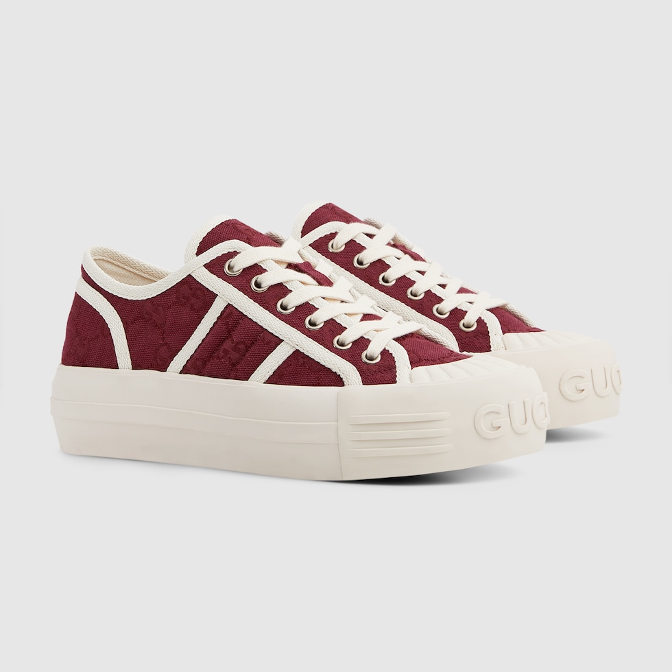 Women's chunky trainer in Rosso Ancora GG canvas | GUCCI® RO