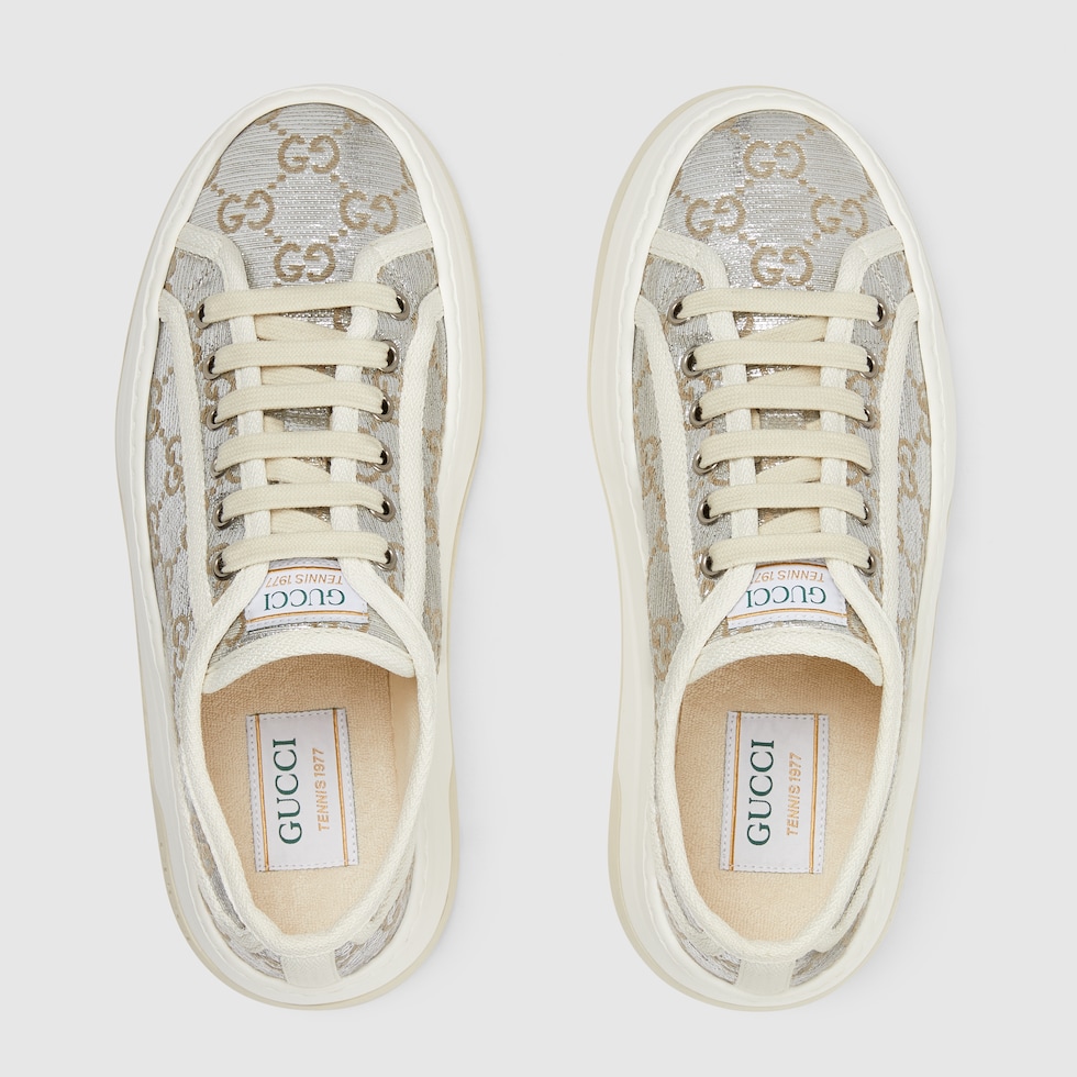 Women's GG trainer in metallic silver GG canvas | GUCCI® TR