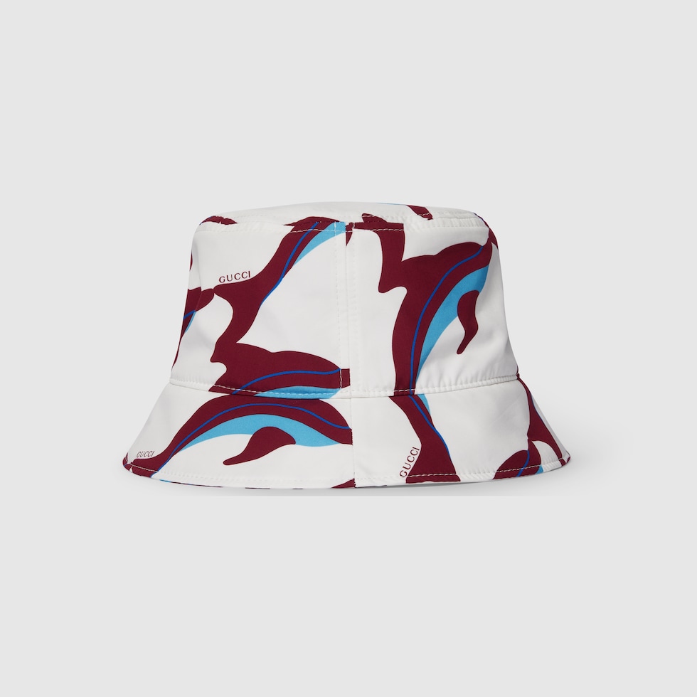 Printed cotton canvas bucket hat in white | GUCCI® PT