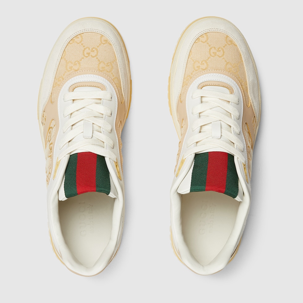 Men's Gucci Re-Web sneaker in light beige canvas | GUCCI® UK