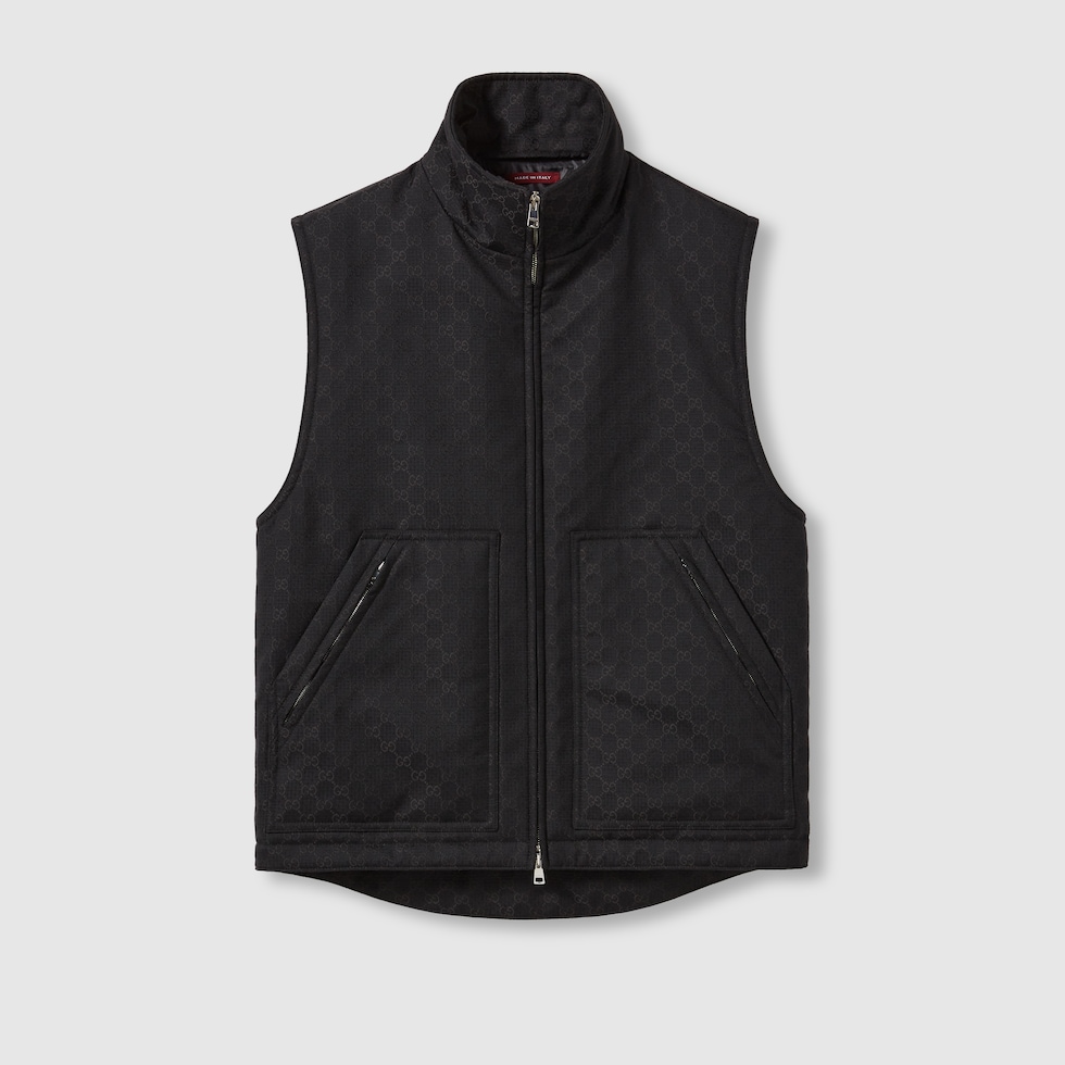 GG cotton ripstop gilet in black | GUCCI® ZA