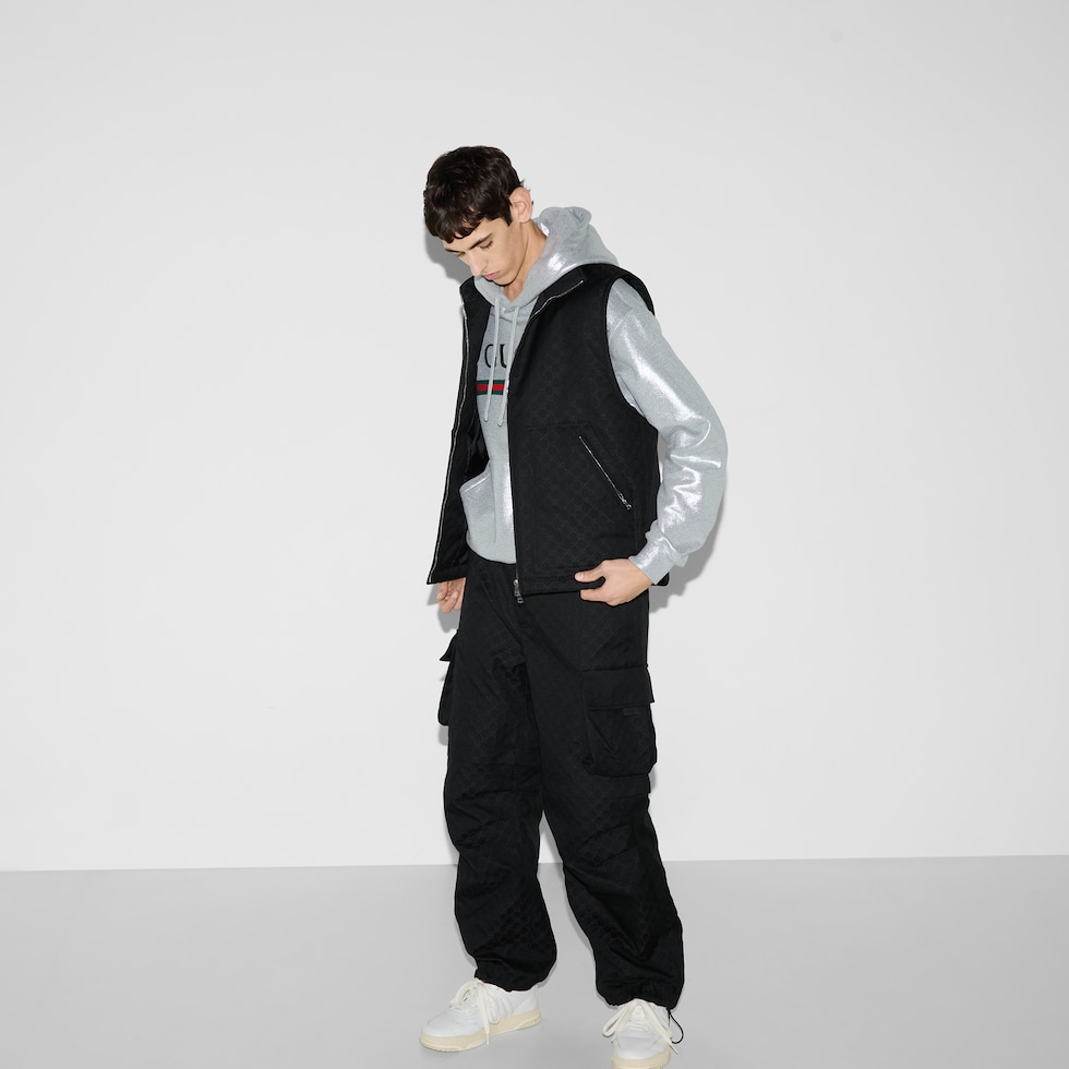 GG cotton ripstop gilet in black | GUCCI® TR