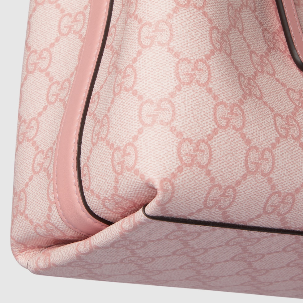 GG Emblem medium tote bag in light pink GG fabric | GUCCI® US