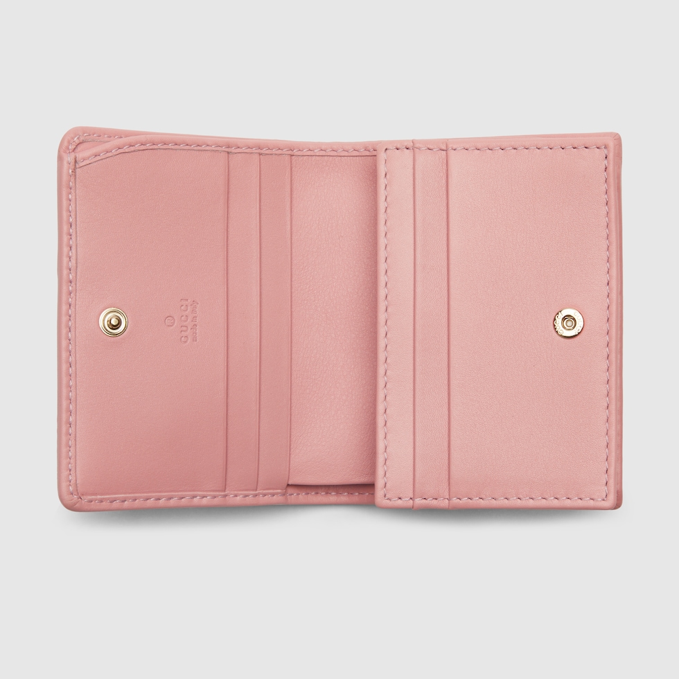 GG Emblem mini wallet in light pink coated fabric | GUCCI® UK