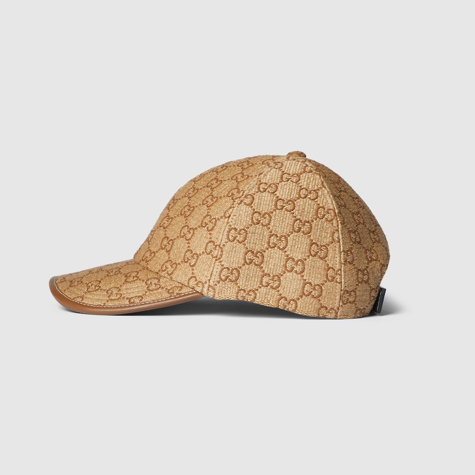 Cappellino da baseball in paglia GG in beige e cammello | GUCCI® Italia