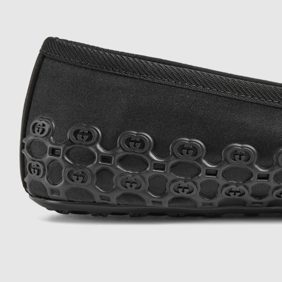 Gucci cub3d ballet flat in black silk satin | GUCCI® ZA