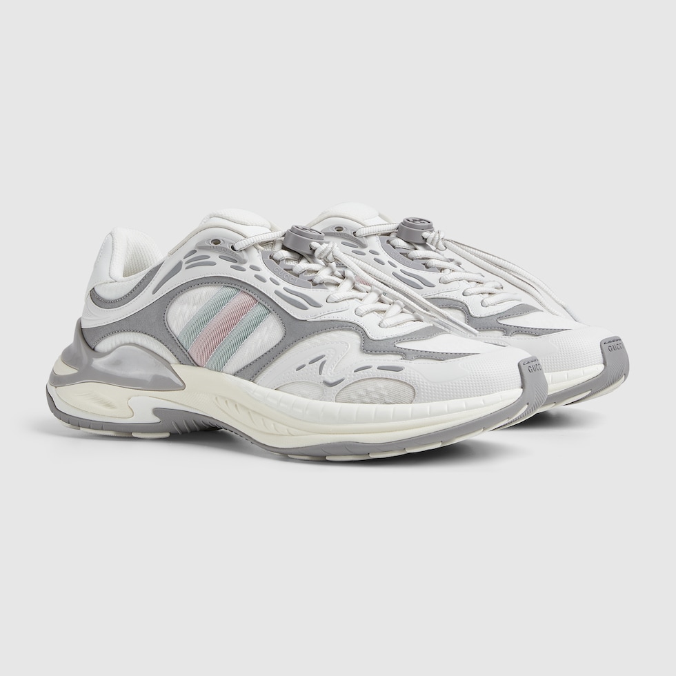 Baskets Gucci 2.0 pour homme en mesh et cuir blanc et gris | GUCCI® FR