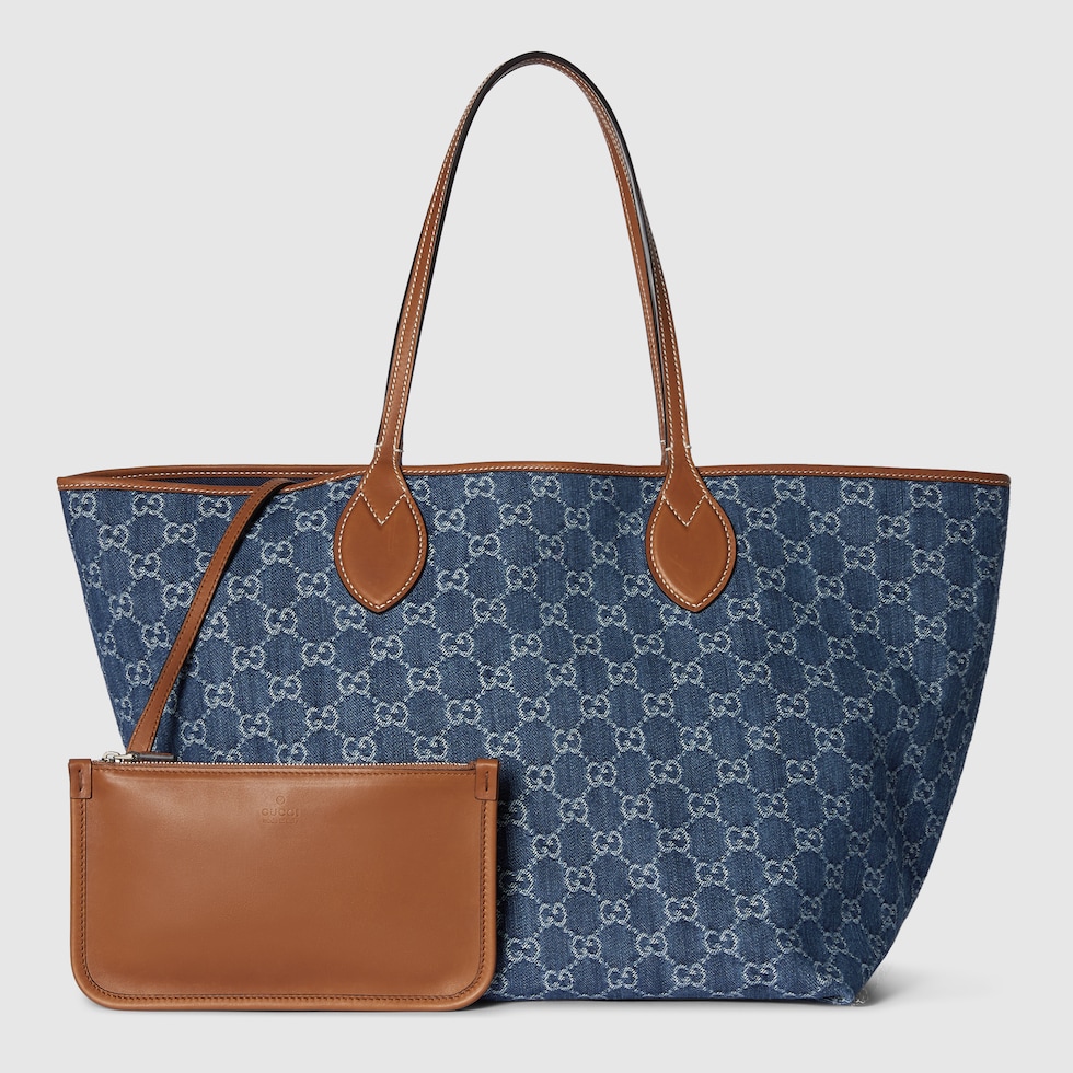 Gucci Totissima large tote bag in blue GG denim | GUCCI® UK