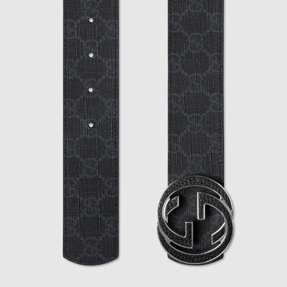 Reversible belt with Interlocking G buckle in black Supreme and black ...