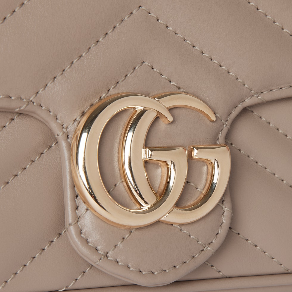 Sac super mini GG Marmont en cuir taupe | GUCCI® FR