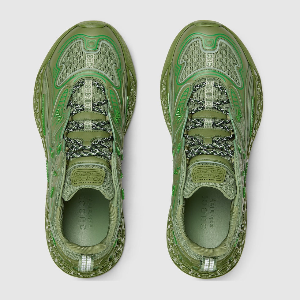Men's Gucci cub3d sneaker in green Demetra and mesh | GUCCI® US